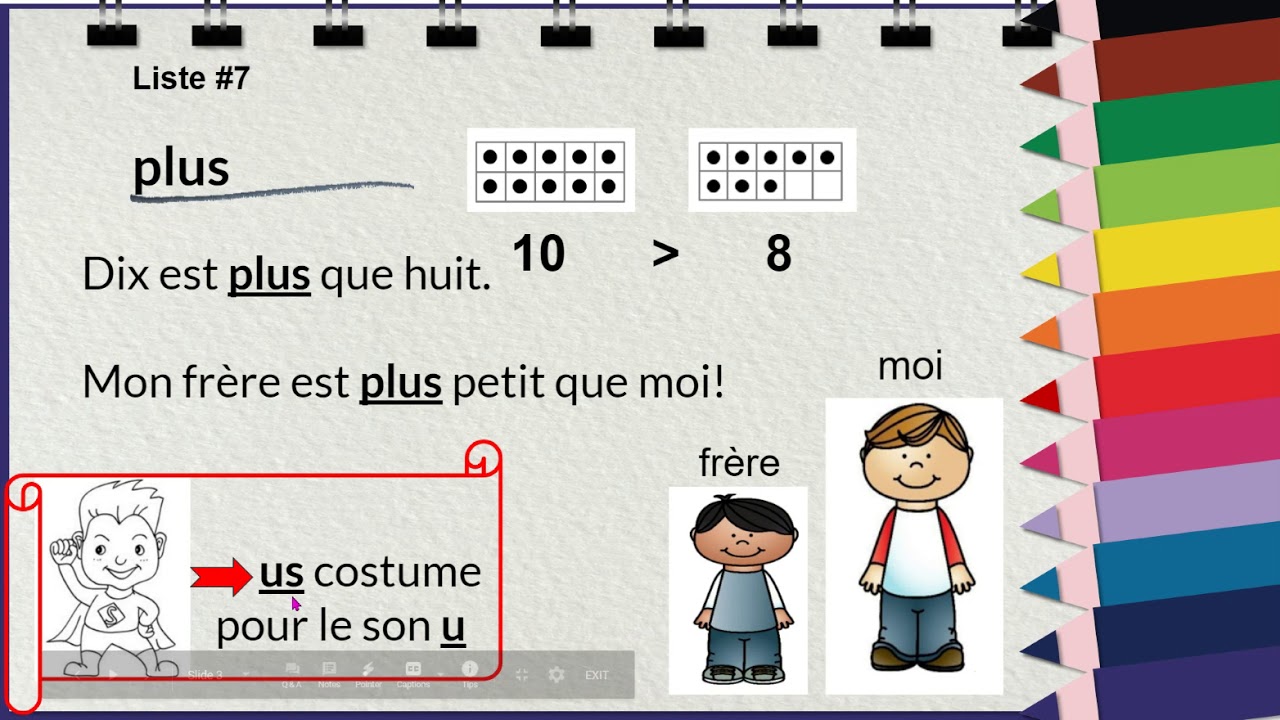 Mots fréquents - Liste #7 (du, plus, sur, tu, une) - YouTube