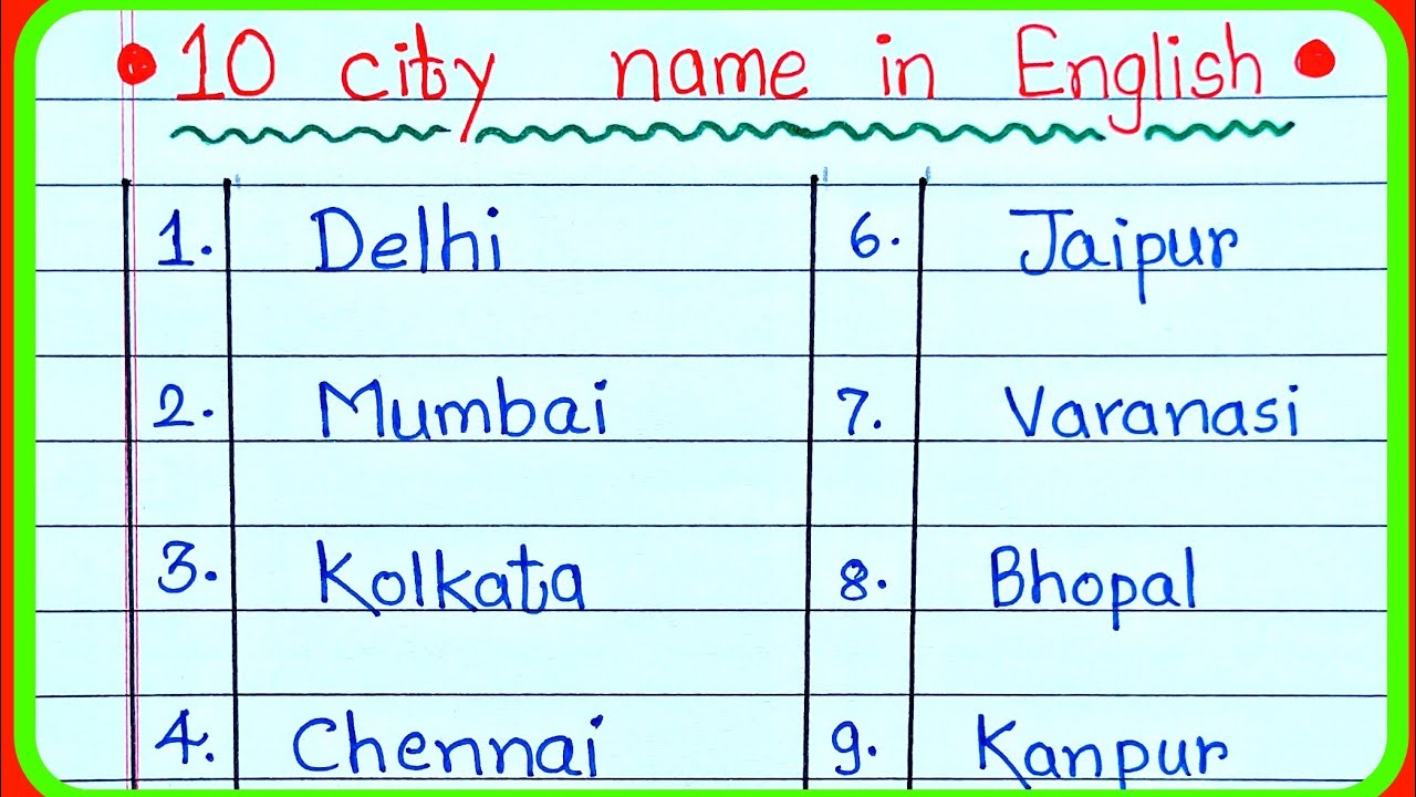 10 city name in English | city name |shahar ke naam |cities name10 ...