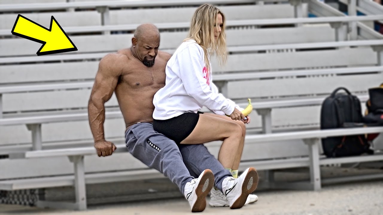 Sitting On Strangers While Eating Banana Prank Youtube