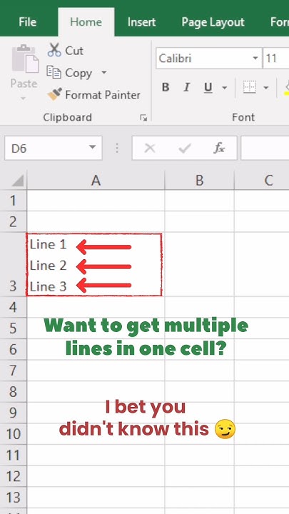 Add Multiple Lines in One Excel Cell Easily! ⬇️ | Excel for Beginners # ...