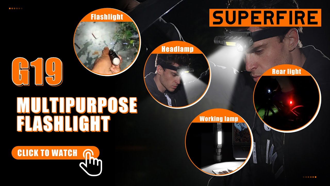 Multi Function Flashlight G19 Headlamp and Bicycle Light All In One | SUPERFIRE - YouTube