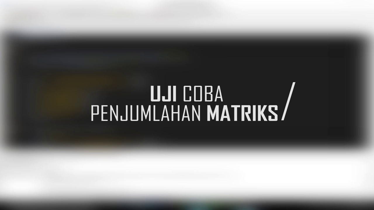 Program Operasi Matriks Bahasa C++ | Puteri Aulia Fahlia | 19081010095 - YouTube
