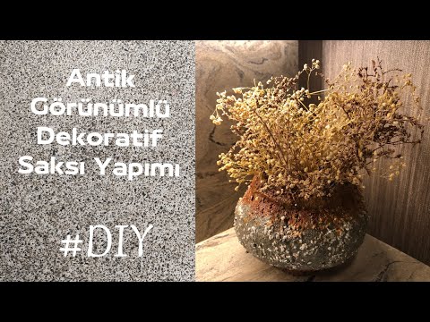 Çimentodan Antik Görünümlü Dekoratif Saksı Yapımı