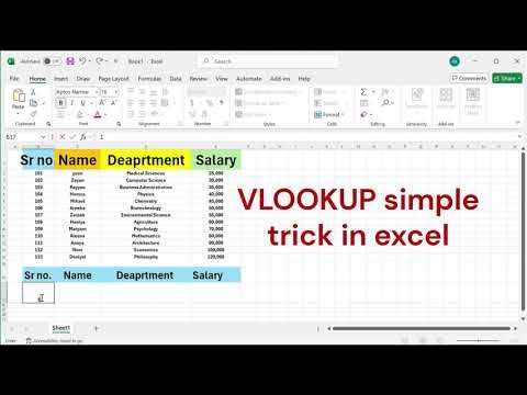 VLOOKUP SIMPLE TRICK IN EXCEL #excel #exceltips - YouTube