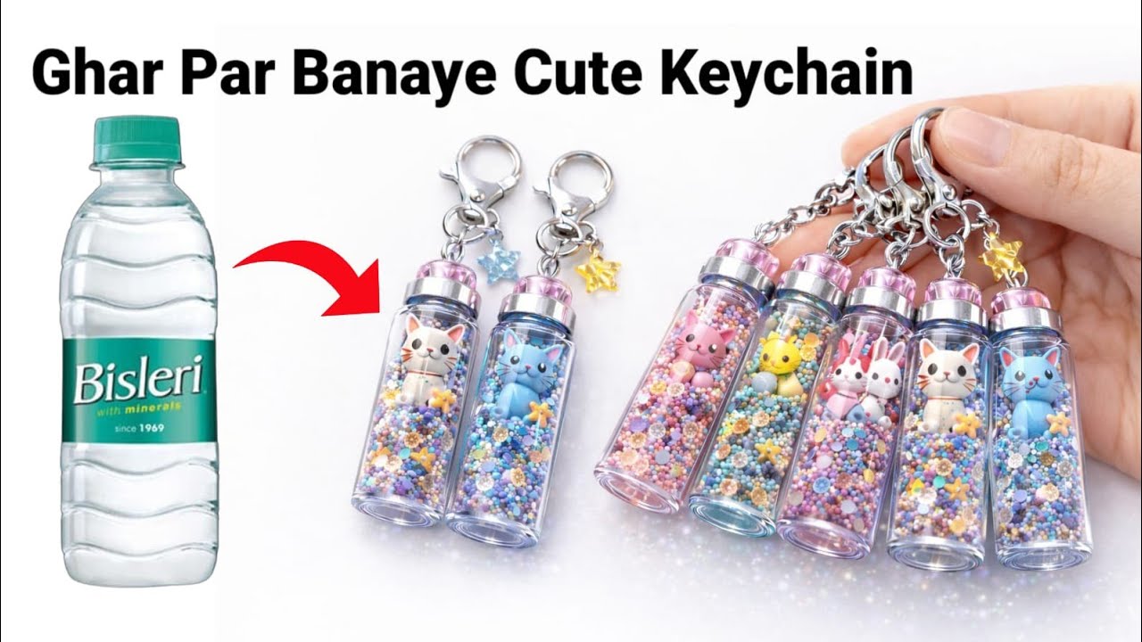 How to make Glitter Pen Keychain from waste materials/DIY gift Keychain ...
