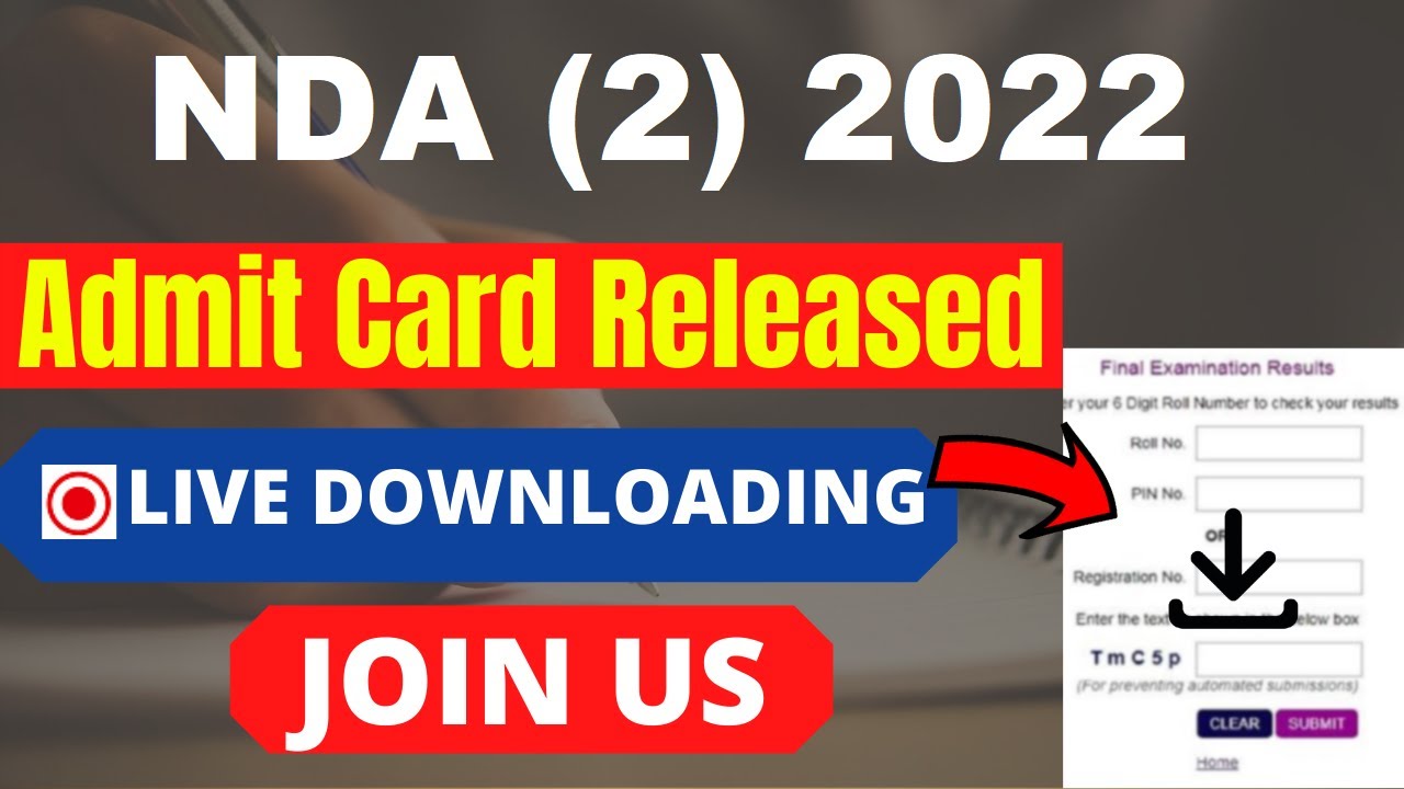 NDA 2 Admit Card 2022 (Released) - Download NDA II 2022 Admit Card By ...