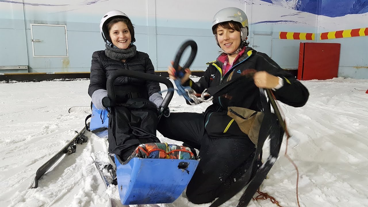 Sit ski lesson at Chill Factore - YouTube