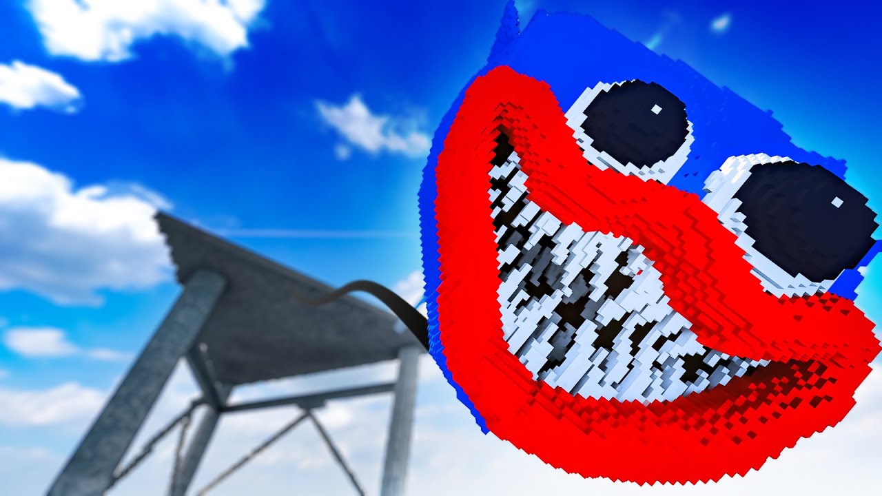 Giant Huggy Car Goes BUNGEE Jumping! - Teardown Mods - YouTube