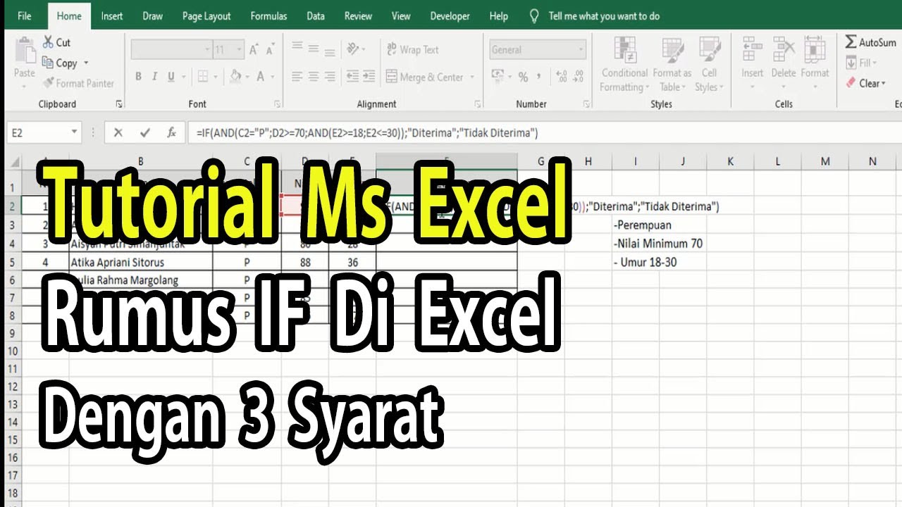 Cara Menggunakan Rumus IF Di Excel Dengan 3 Syarat - YouTube