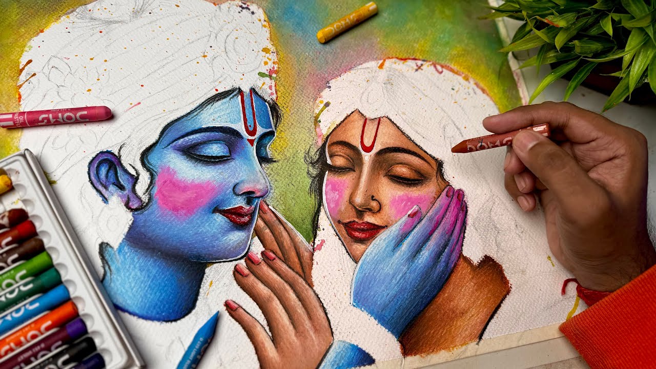 Holi Drawing, Radha Krishna Playing Holi Drawing, part - 2 😍 - YouTube