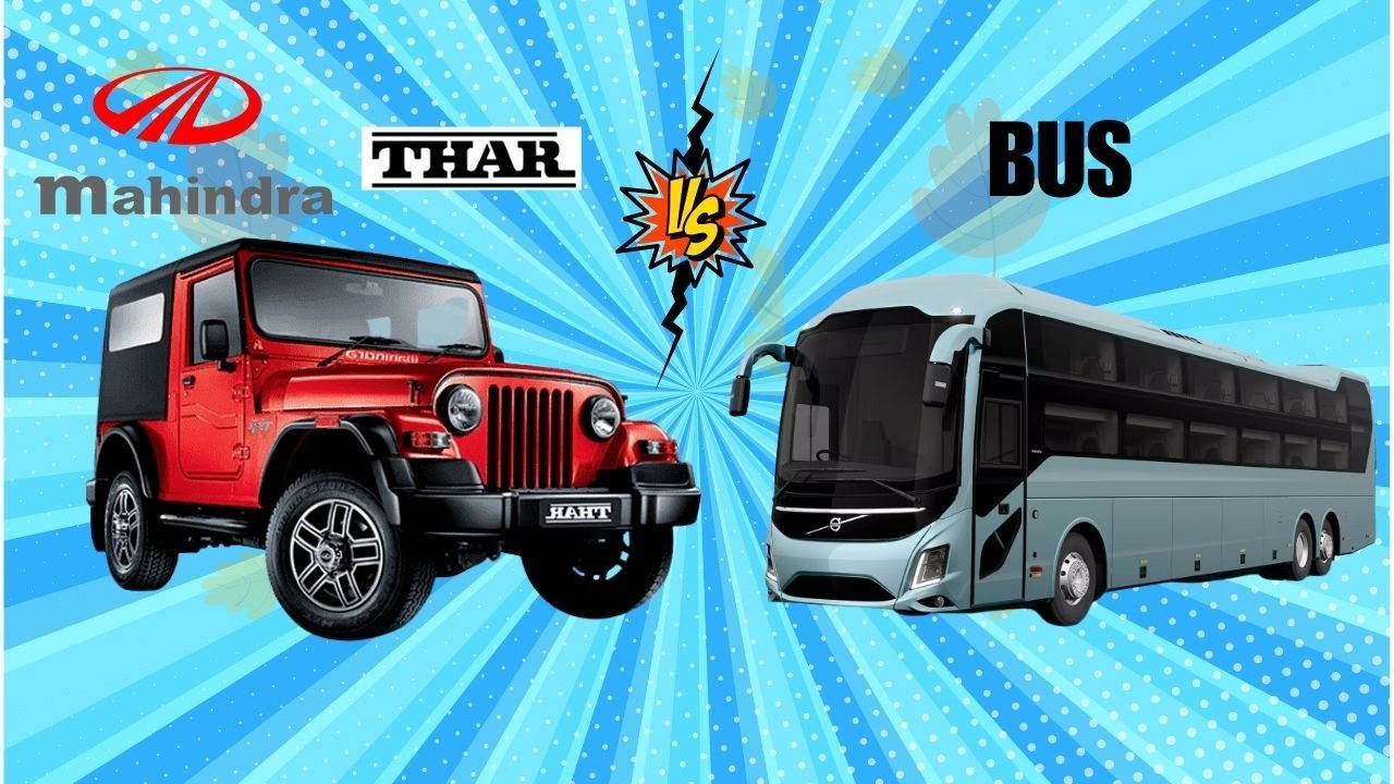 New Mahindra Thar 🆚 Bus | Big Comparison - Black Thar 🆚 Devil - YouTube