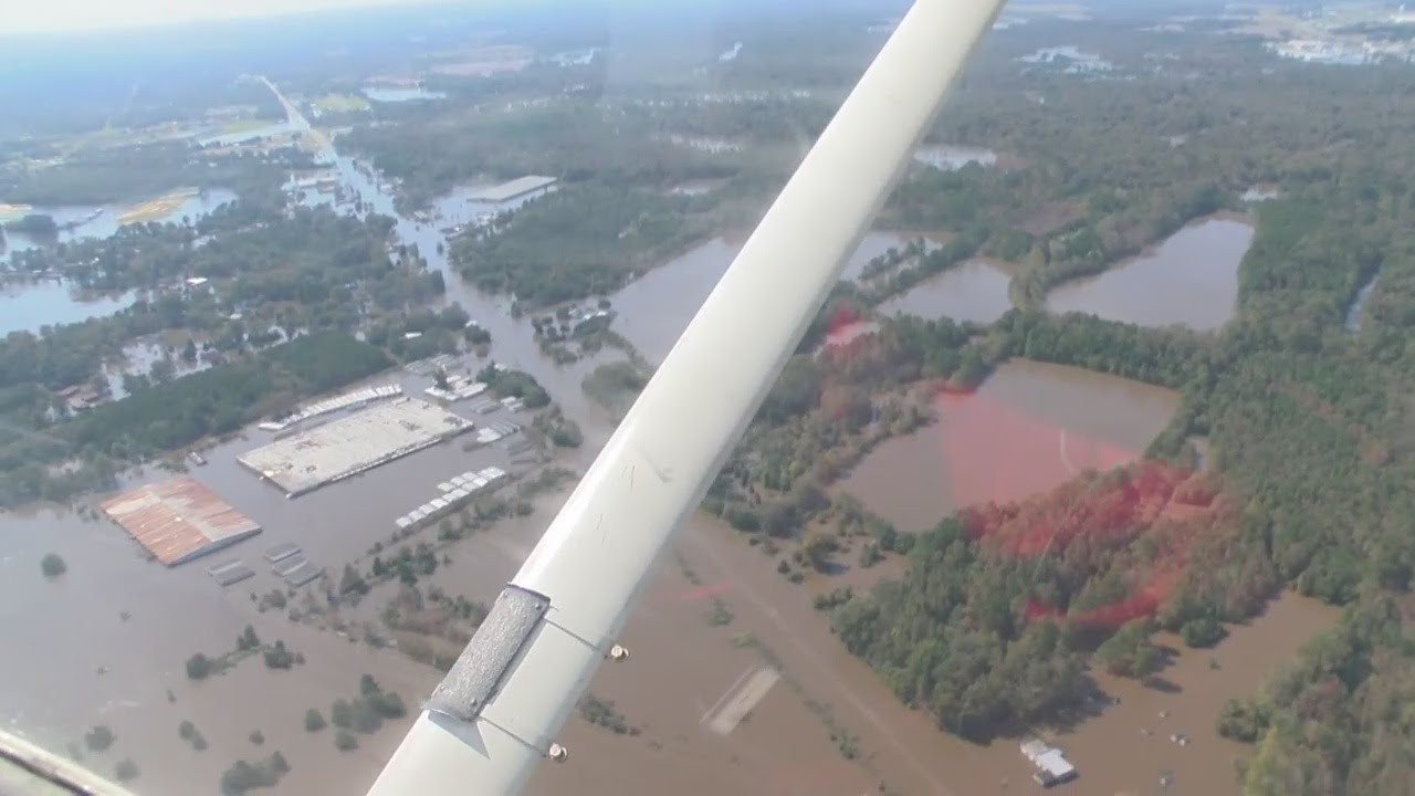 Aerial Tour: High flood levels in Kinston; PGV runway still underwater ...