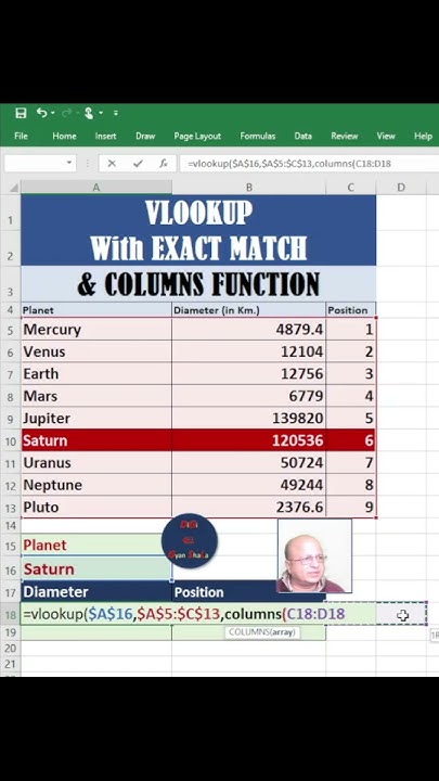 VLOOKUP WITH EXACT MATCH & COLUMN FUNCTION #excel #exceltips #exceltech #exceleducation # ...