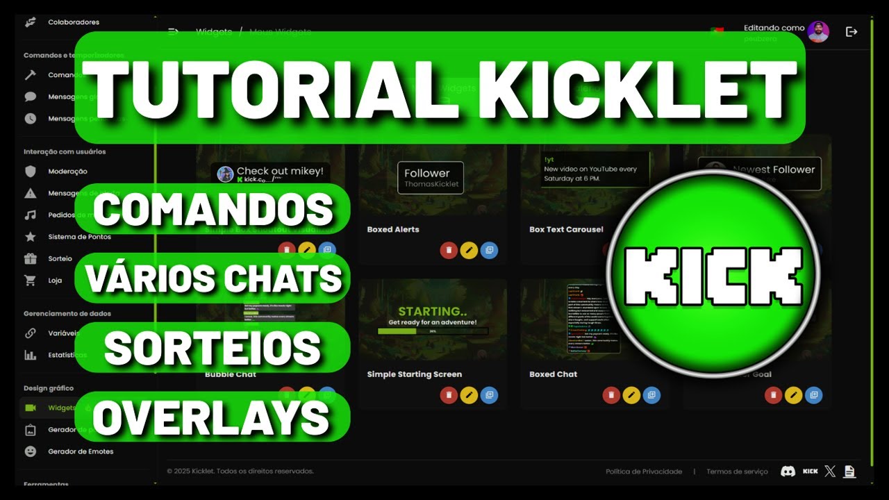 Tutorial KickLet para Streamers da Kick melhorarem suas LIVES (Alertas ...