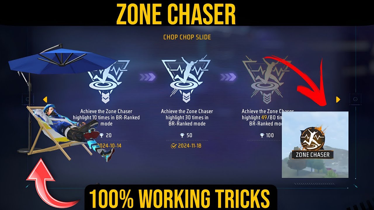 Zone Chaser Achievement Mission Free Fire | Chop Chop Slide Achievement ...