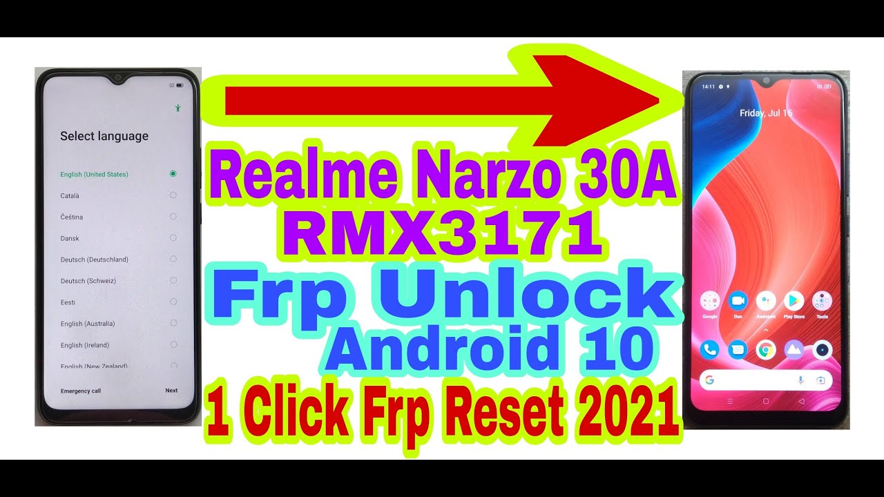 Realme Narzo 30A (RMX3171) 10q/1 Click Frp Bypass Without Pc 2021 ...