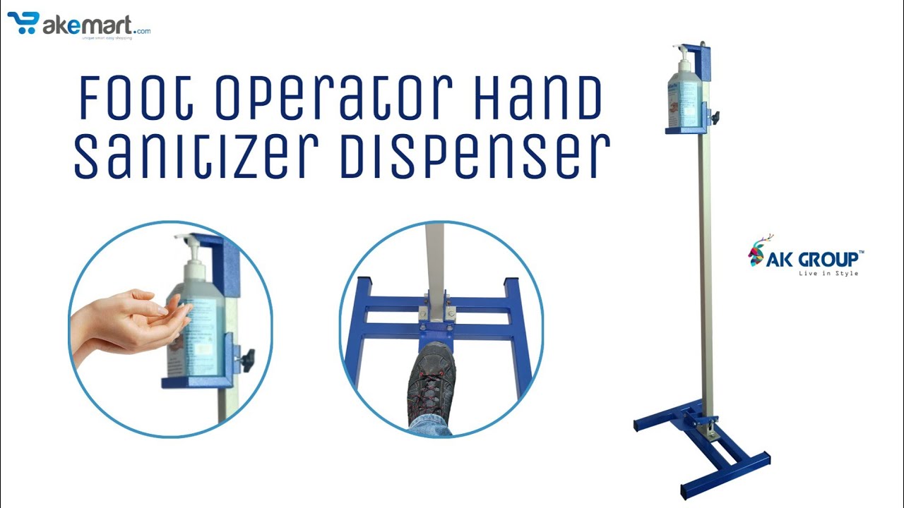 Foot operator hand sanitizer stand - YouTube