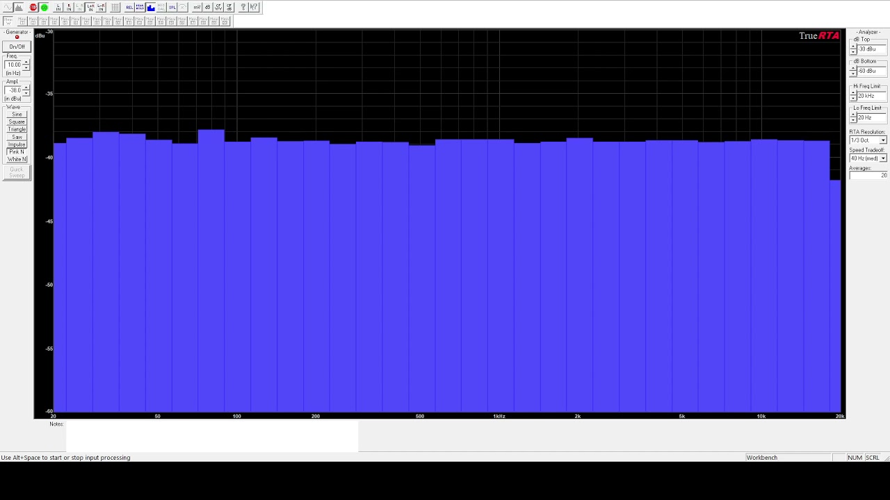 Pink Noise Demo (10 Seconds) On A Real Time Analyzer - YouTube