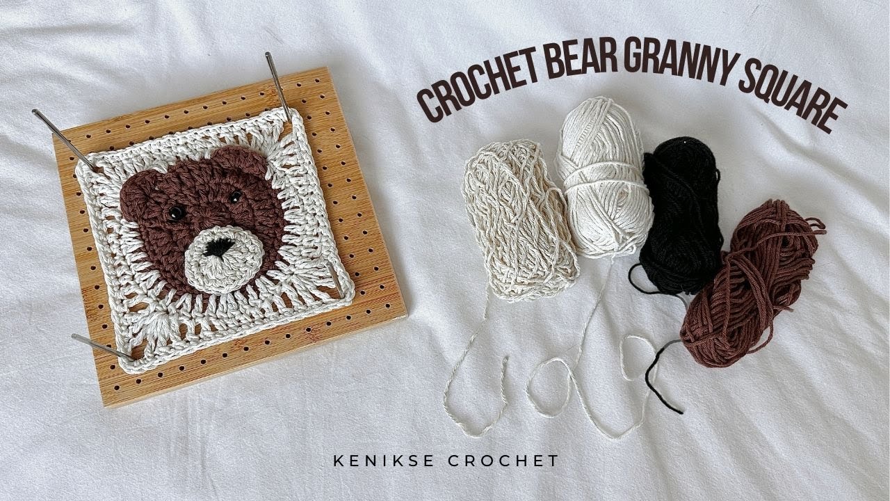 Crochet bear granny square tutorial I Cute and easy granny square - YouTube