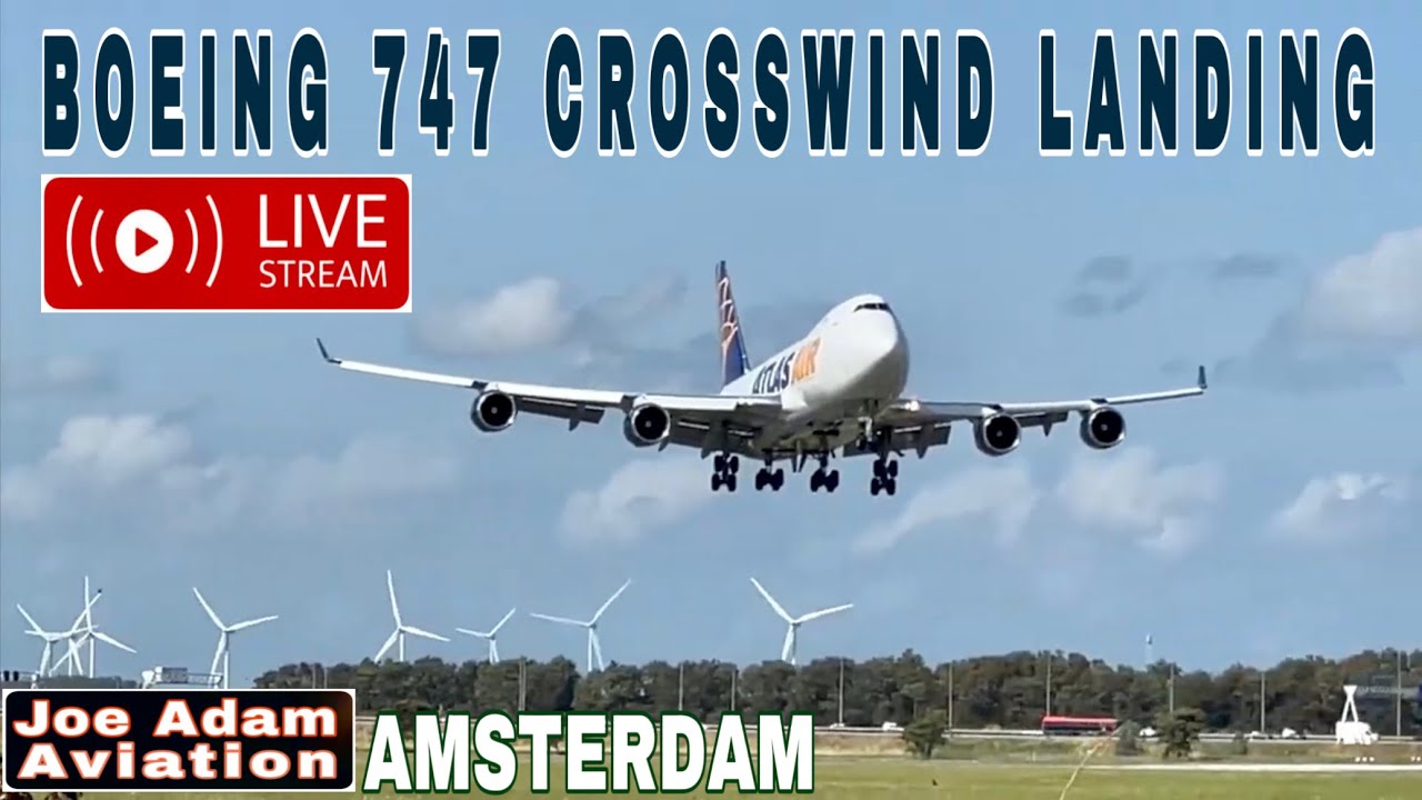 🔴 HEAVY CROSSWIND LANDING at Amsterdam | Schiphol Airport Planespotting ...