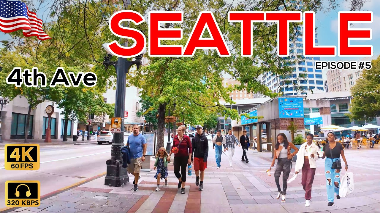 🇺🇸 Seattle Downtown Walking Tour (4th Ave) with Immersive City Sound 🔊 ...