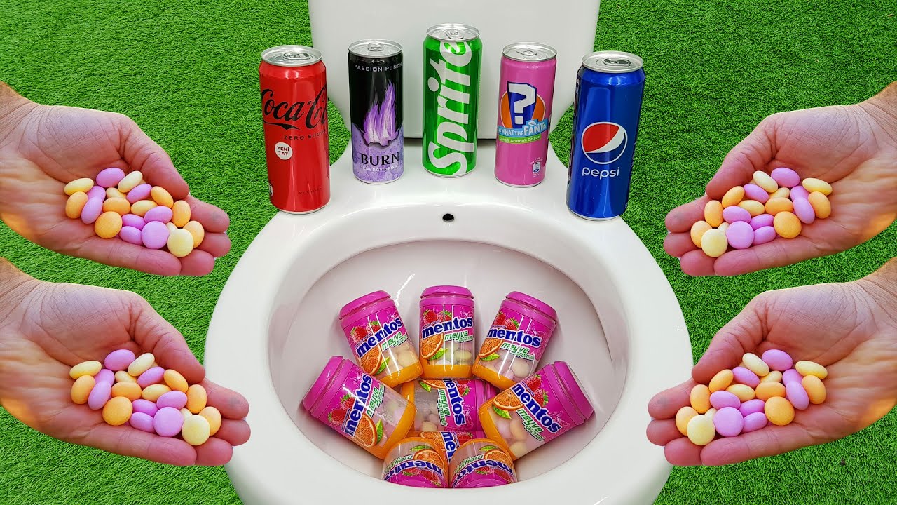 Fruity Mentos VS Coca Cola Zero, Fanta ?, Pepsi, Burn Energy Drink ...