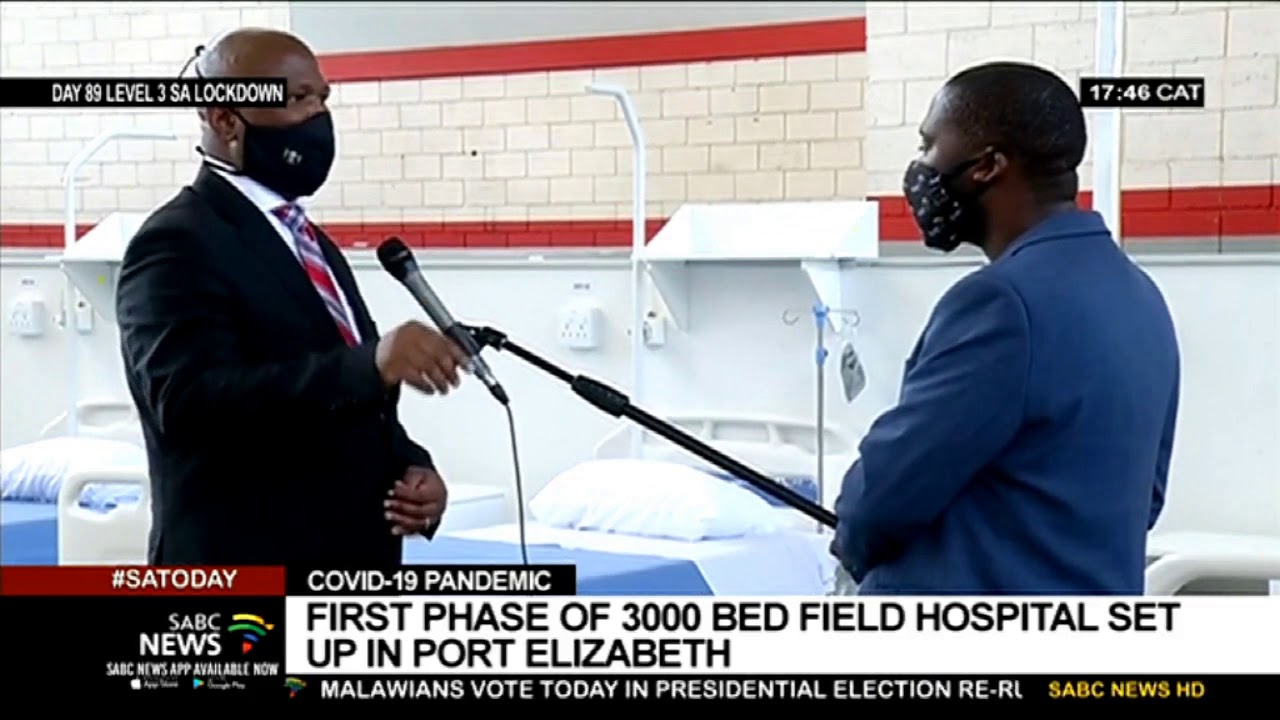 Phase 1 of 3000-bed field hospital completed in Port Elizabeth - YouTube
