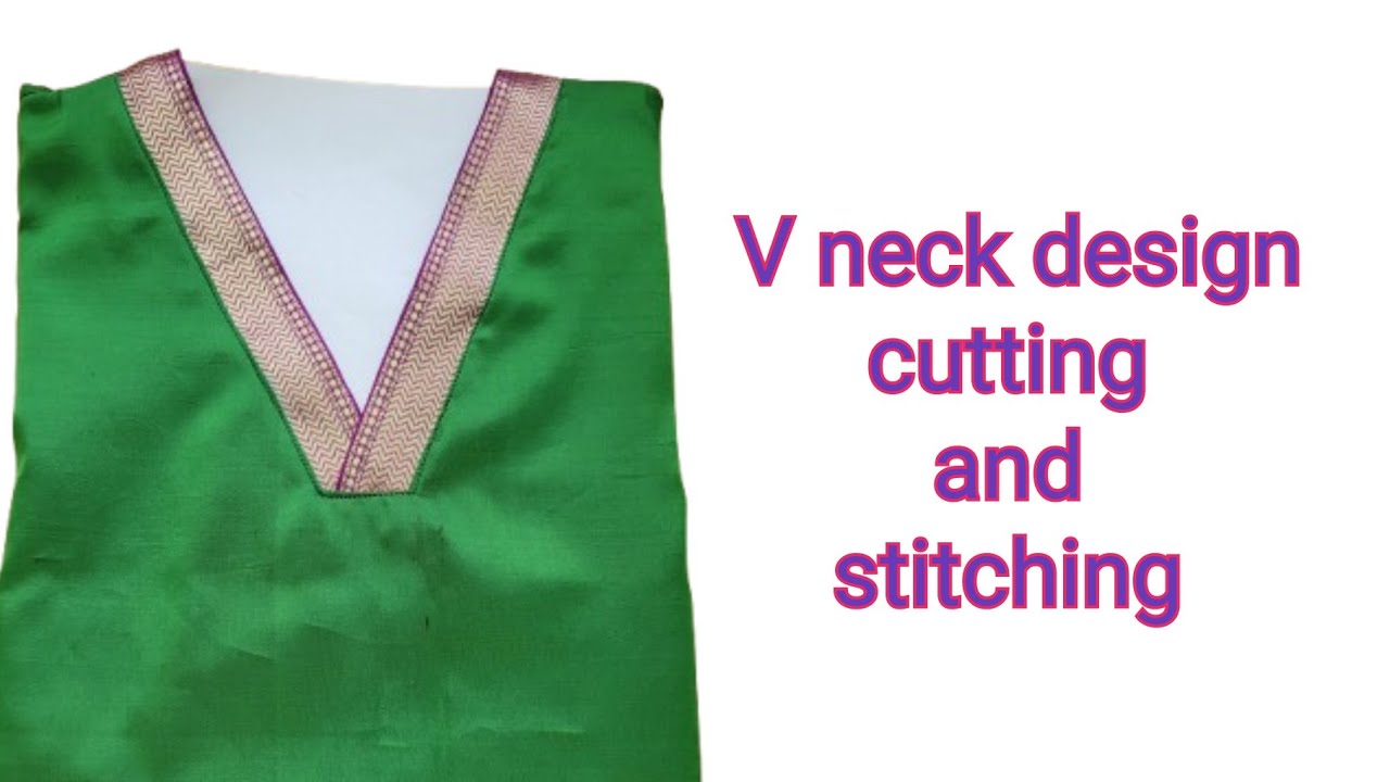 V Neck Design with Lace/V shape neck design cutting and stitching - YouTube