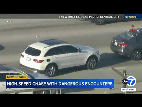 High-speed police chase through LA includes dangerous encounter with dirt bike riders