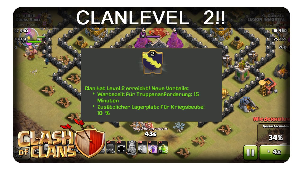 CLANLEVEL 2!! || CLASH OF CLANS | Let's Play CoC | Deutsch | German ...