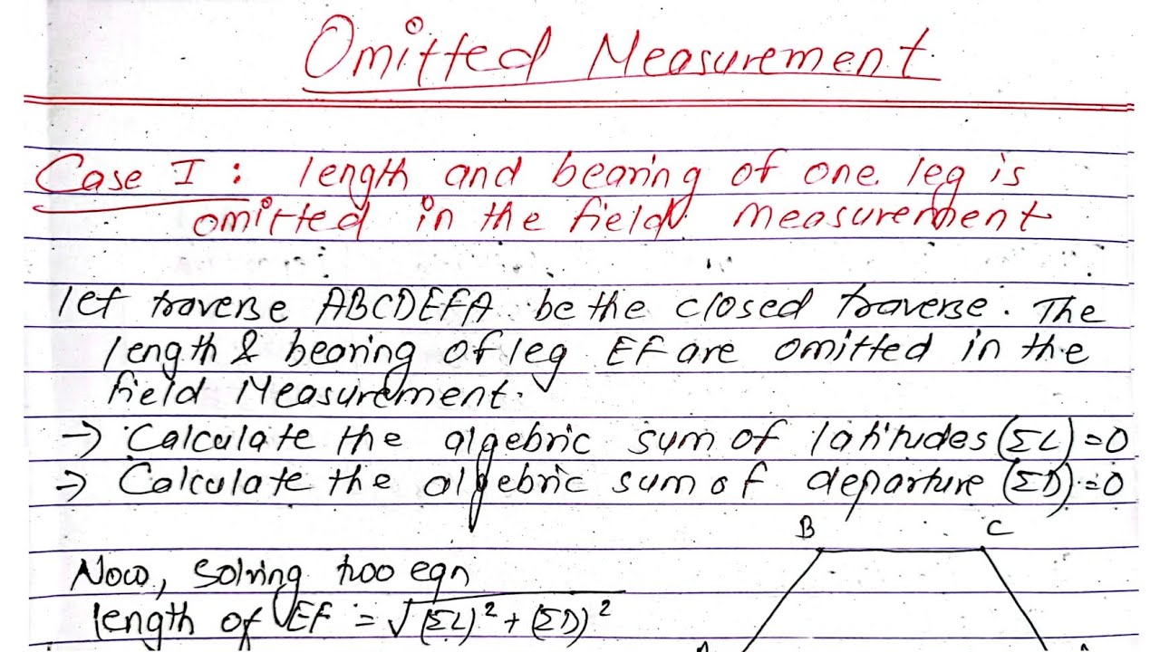 Case I | Omitted Measurement | length and bearing of one leg is omitted ...