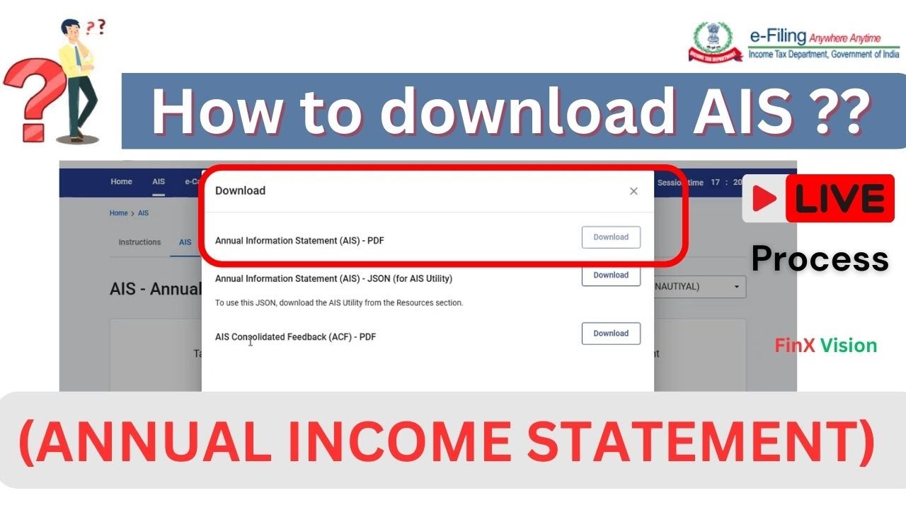 How to download AIS (Annual Income Statement) from Income tax website in PDF #live Process - YouTube