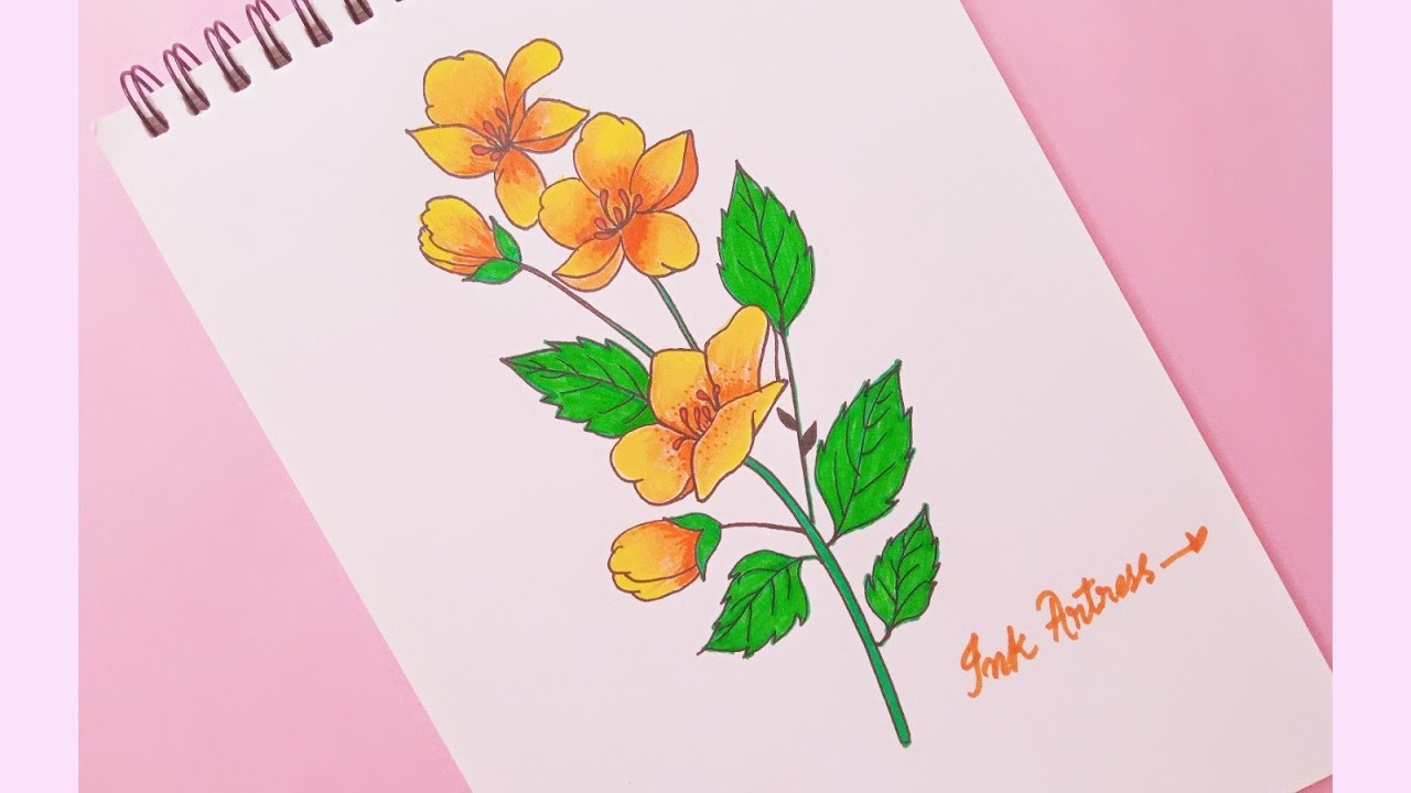 Easy Flower drawing |Yellow flowers #drawing #art - YouTube