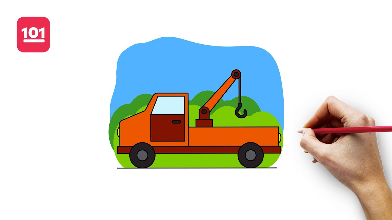 How to Draw a Tow truck | Easy Step-by-Step Drawing Tutorial - YouTube