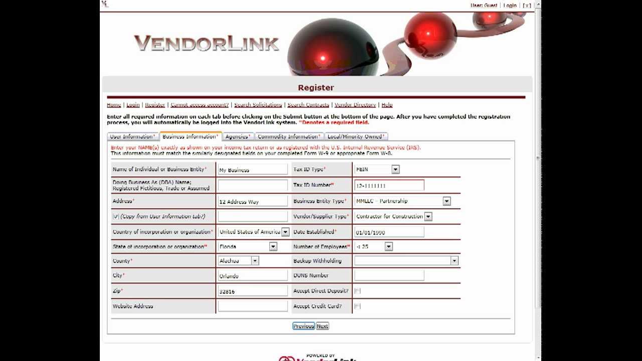 VendorLink Vendor Registration - YouTube