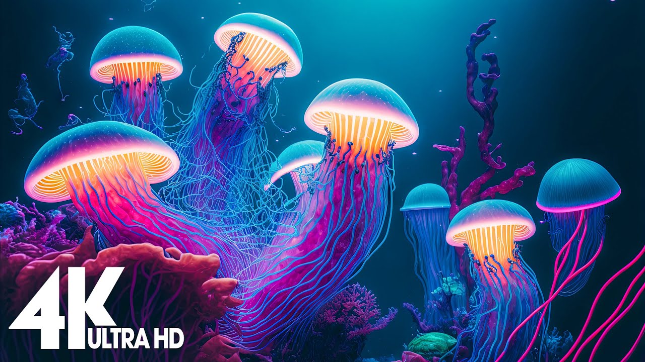 Music of The Ocean 4K - Captivating Moments with Jellyfish and Fish in ...