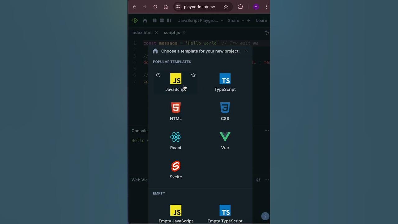 Empezar a programar javascript con playcode.io #javascript #typescript - YouTube