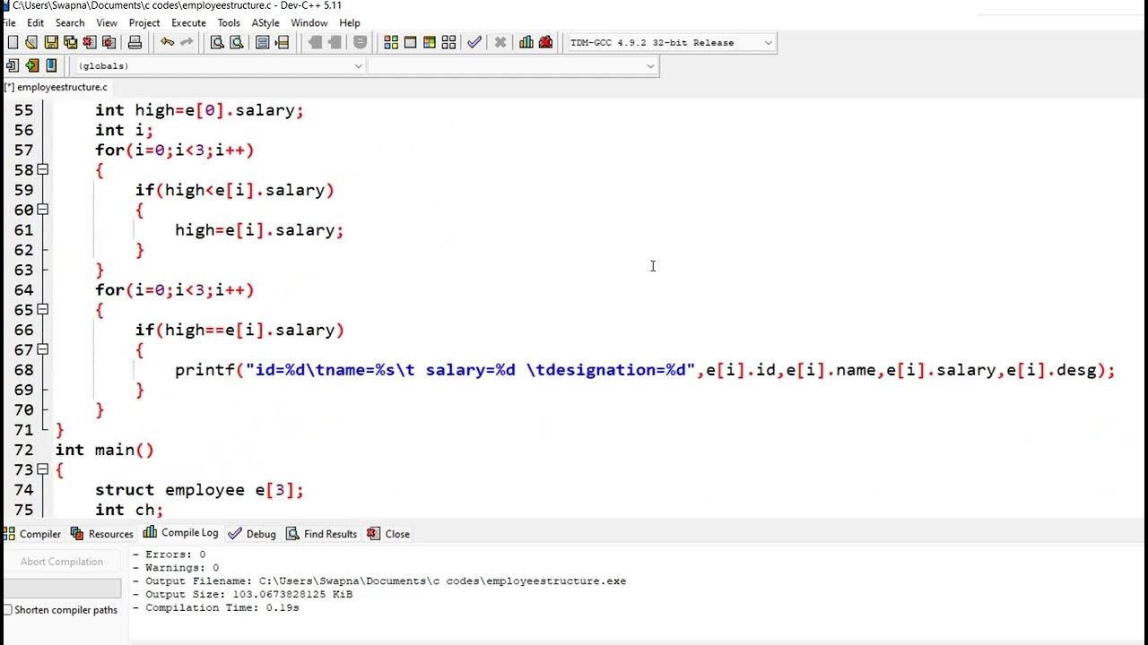 structures -menu driven program - YouTube