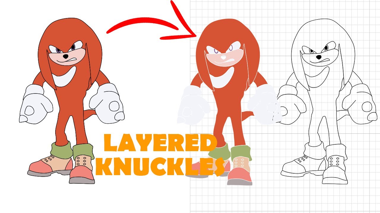 How to Draw Knuckles from Sonic the Hedgehog for Cricut - YouTube