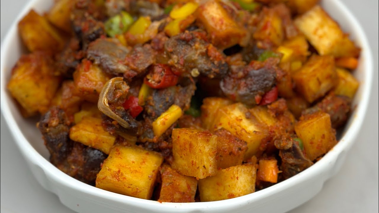 YAM & GIZZARD STIR FRY ( A SPICY RECIPE FOR MY SPICY FOOD LOVERS) - YouTube
