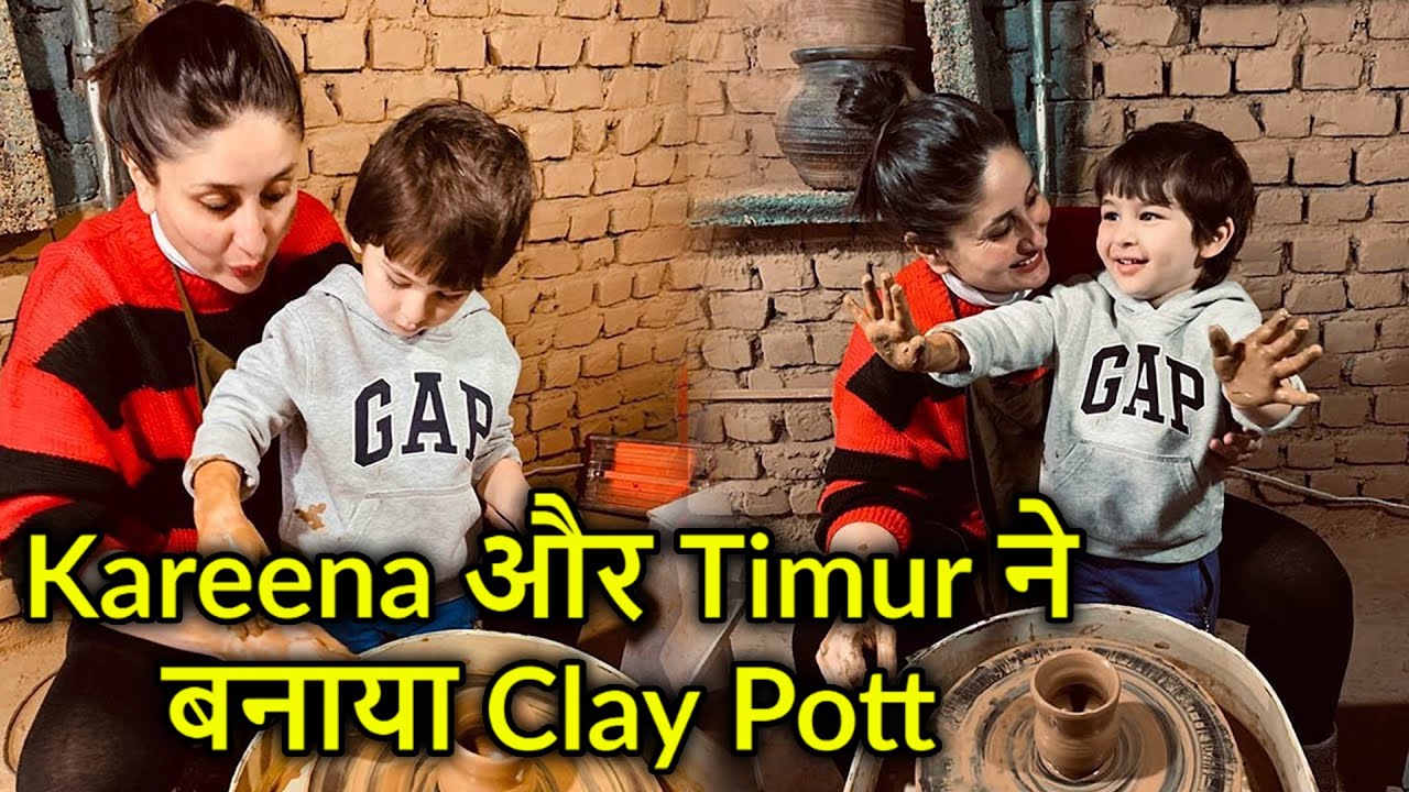 Kareena Kapoor and Taimur make clay pots - YouTube