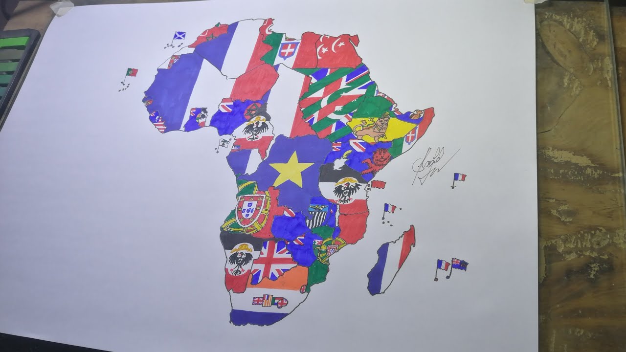 Drawing 1914 Africa flag map | Scramble for Africa flag map | Africa ...