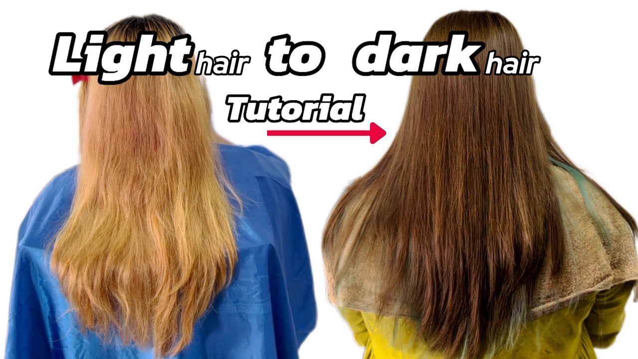 Menggelapkan rambut pirang light hair to dark hair tutorial - YouTube