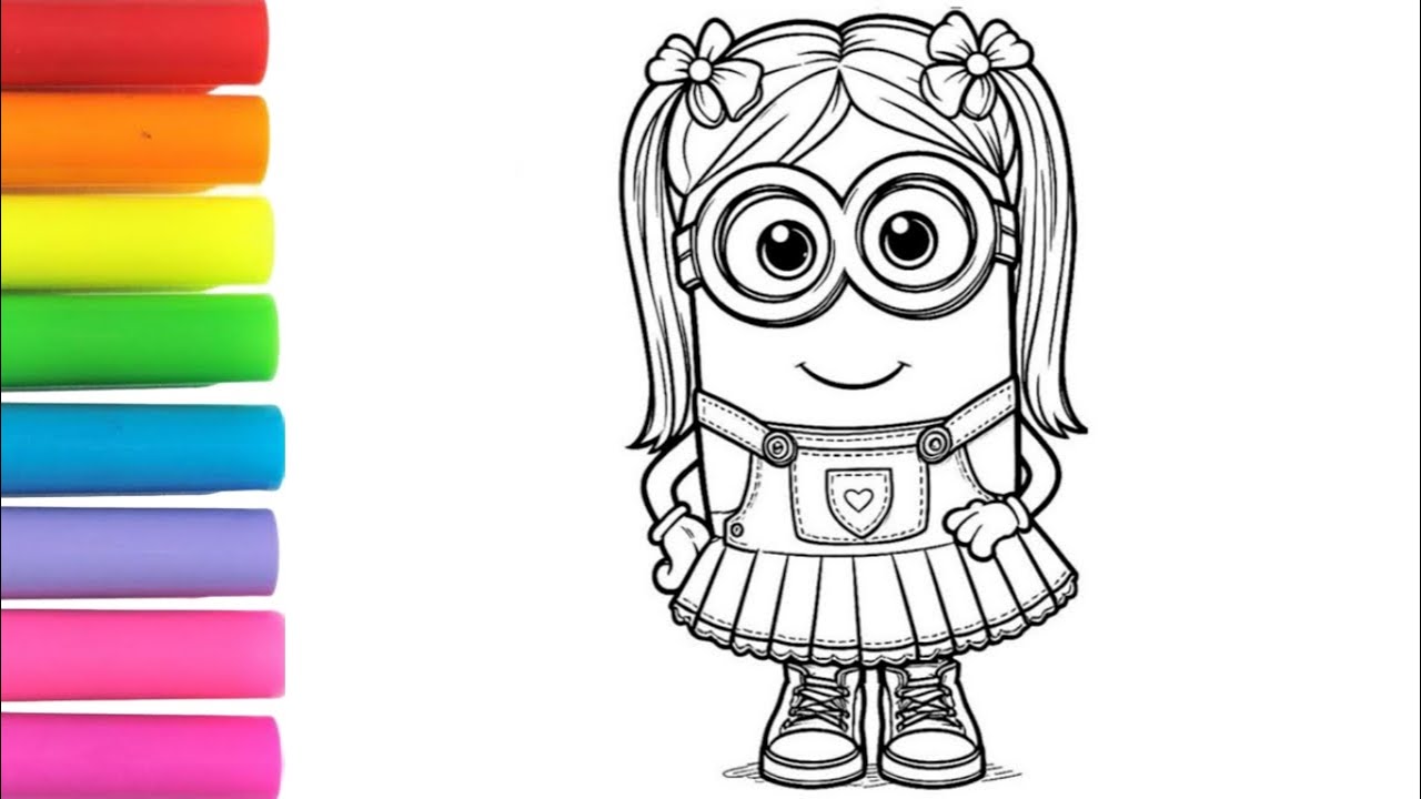 How To Draw a Minion Girl Drawing, Painting & Coloring for Kids ...