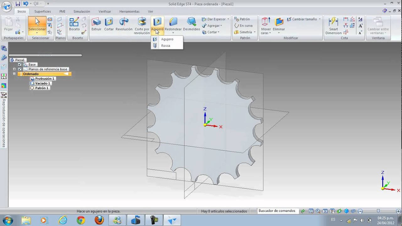 Solid Edge Pieza de bicicleta (Plato) parte 1 - YouTube