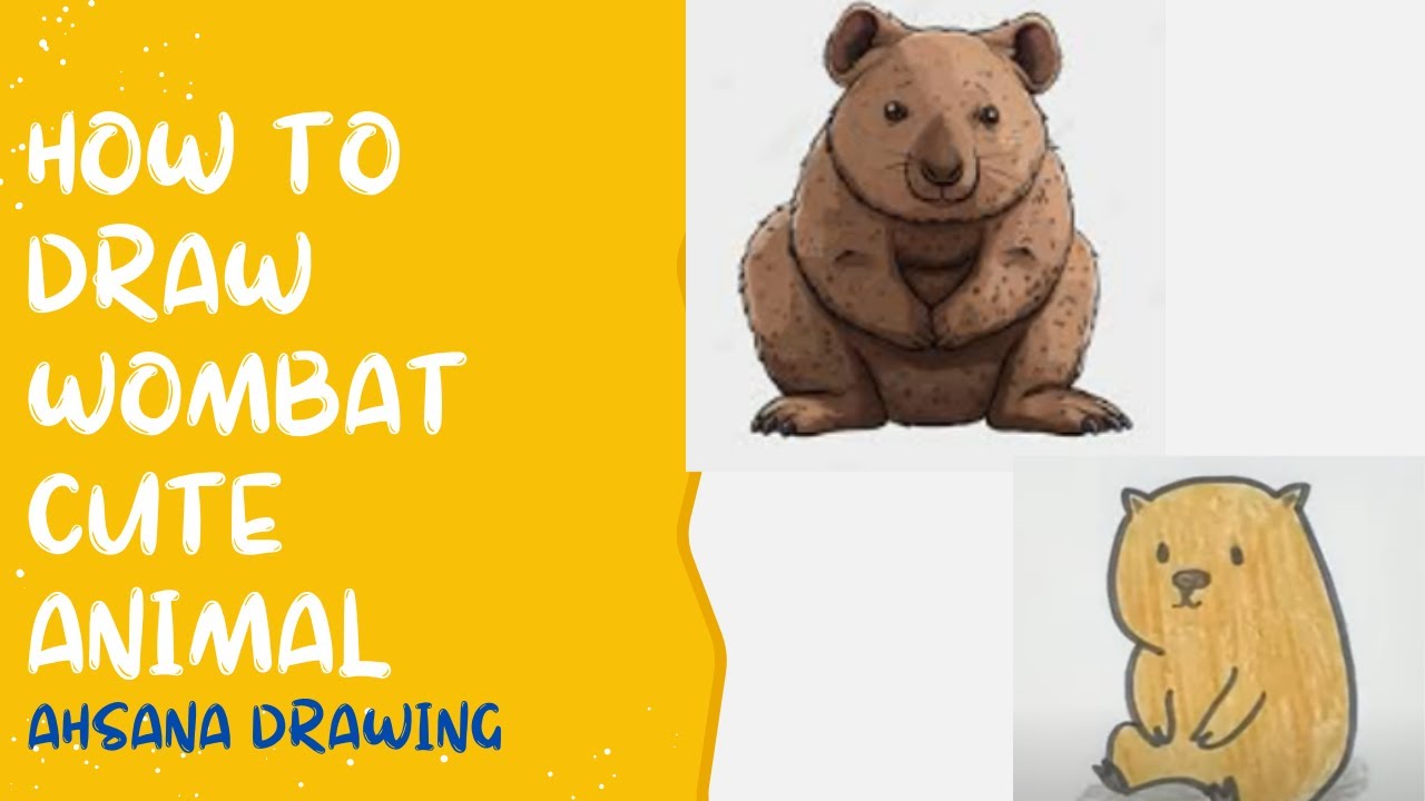 HOW TO DRAW WOMBAT ANIMAL DRAWING FOR KIDS EASY DRAWING TUTORIAL STEP ...