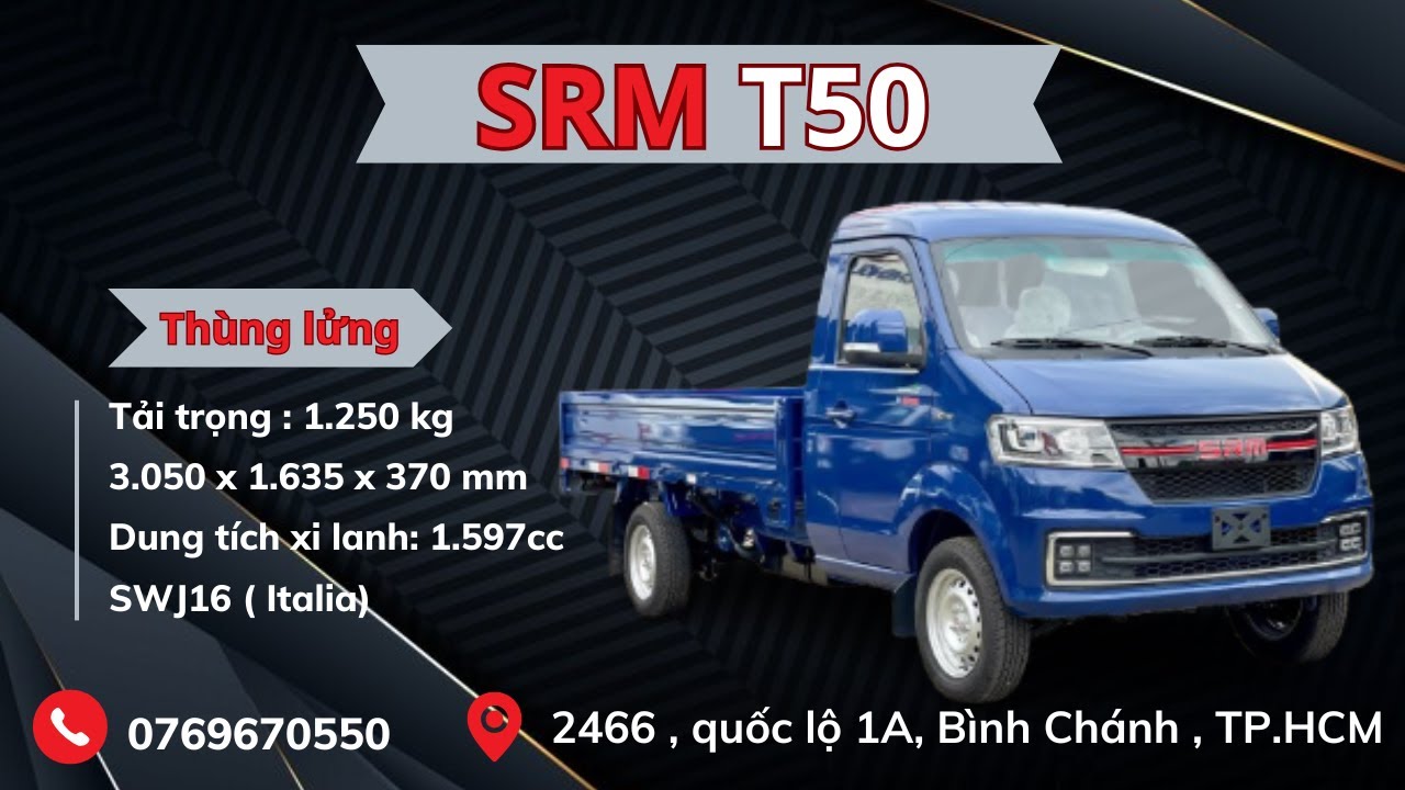 SRM T50 Thùng lửng | Tải trọng 1.250 kg | Thùng dài 3m | Xe sẵn giao ngay - YouTube