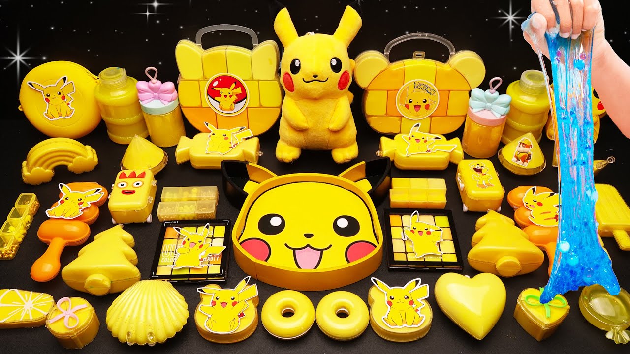 1 Hour Satisfying Slime ASMR | Mixing All Yellow Slime to Pikachu ...