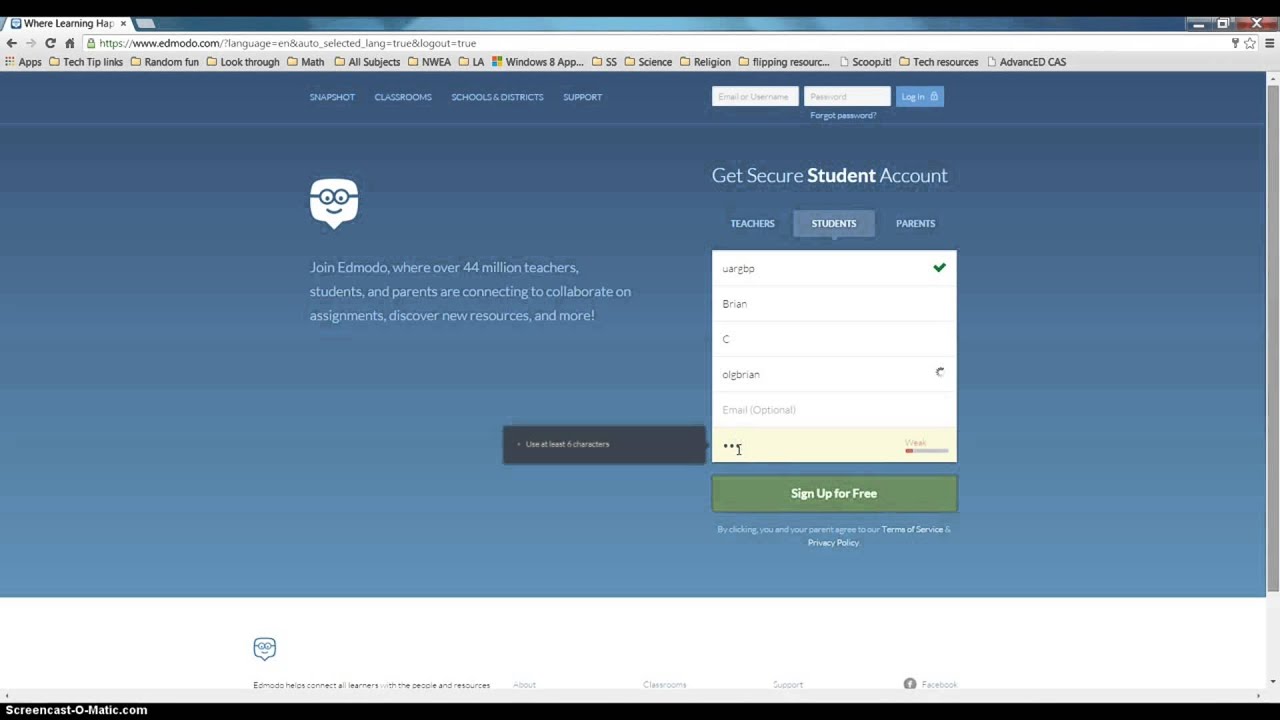 Edmodo: How to sign up for a Student account - YouTube