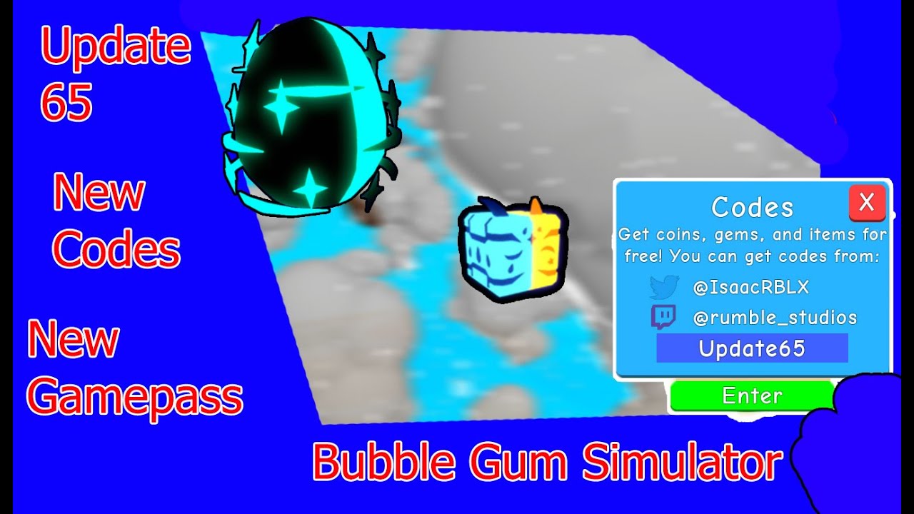 BUBBLE GUM SIMULATOR UPDATE 65 *TOP NEW CODES* IN BGS SIMULATOR NEW ...